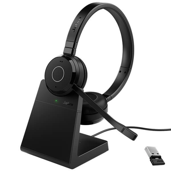 Jabra Evolve 65 TE UC Stereo Wireless PC & Bluetooth Headset with Charging Stand | 6699-833-499 ...